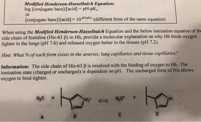 Solved Modified Henderson-Hasselbalch Equation: log | Chegg.com