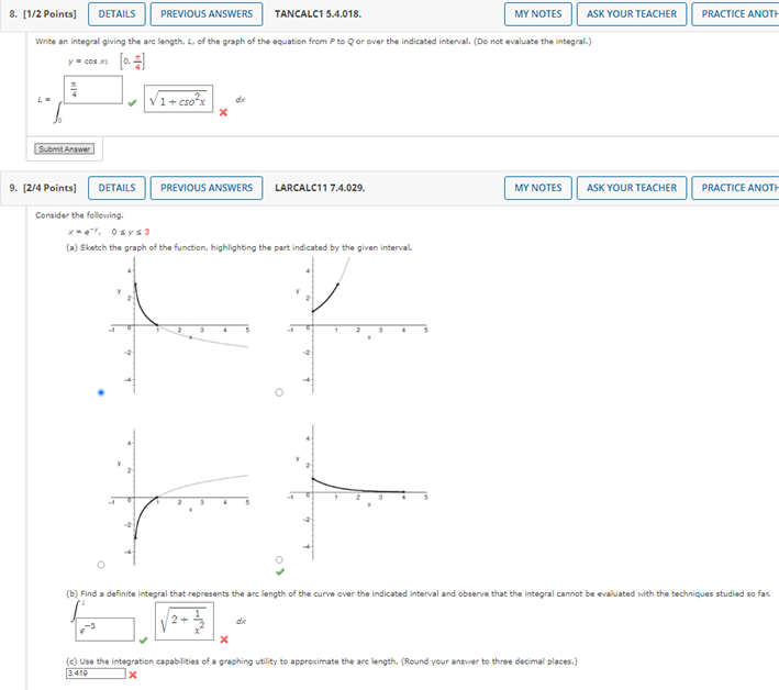Solved Consider the following. x = ﻿e−y, 0