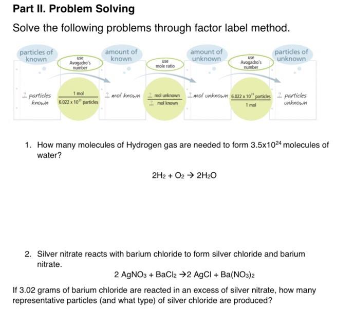 Solved Part II. Problem Solving Solve the following problems | Chegg.com