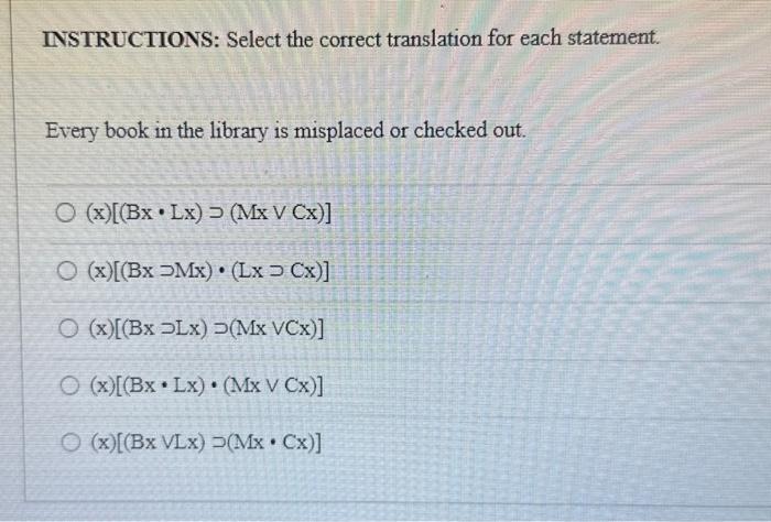 Solved INSTRUCTIONS: Select the correct translation for each | Chegg.com