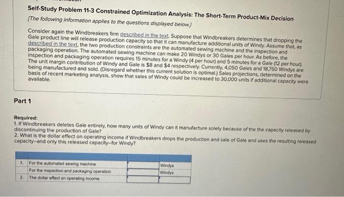 Solved Self-Study Problem 11-3 Constrained Optimization | Chegg.com