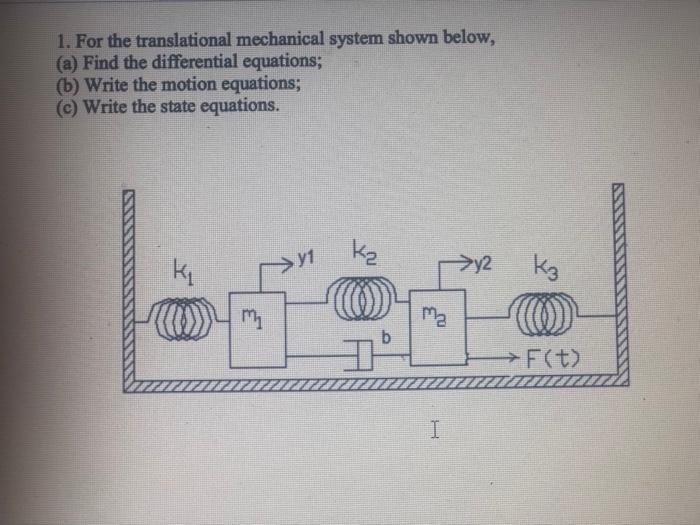 Solved 1. For the translational mechanical system shown | Chegg.com