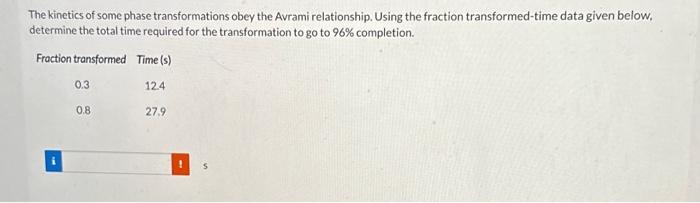 Solved The kinetics of some phase transformations obey the | Chegg.com