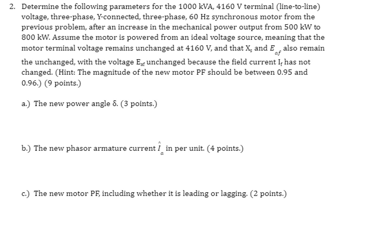 Solved Determine the following parameters for the | Chegg.com