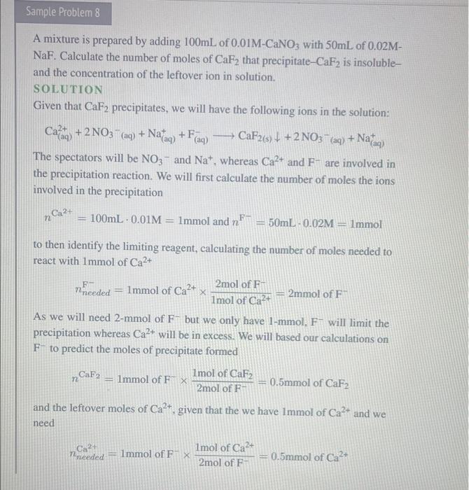 Solved A mixture is prepared by adding 100 mL of 0.01M−CaNO3 | Chegg.com