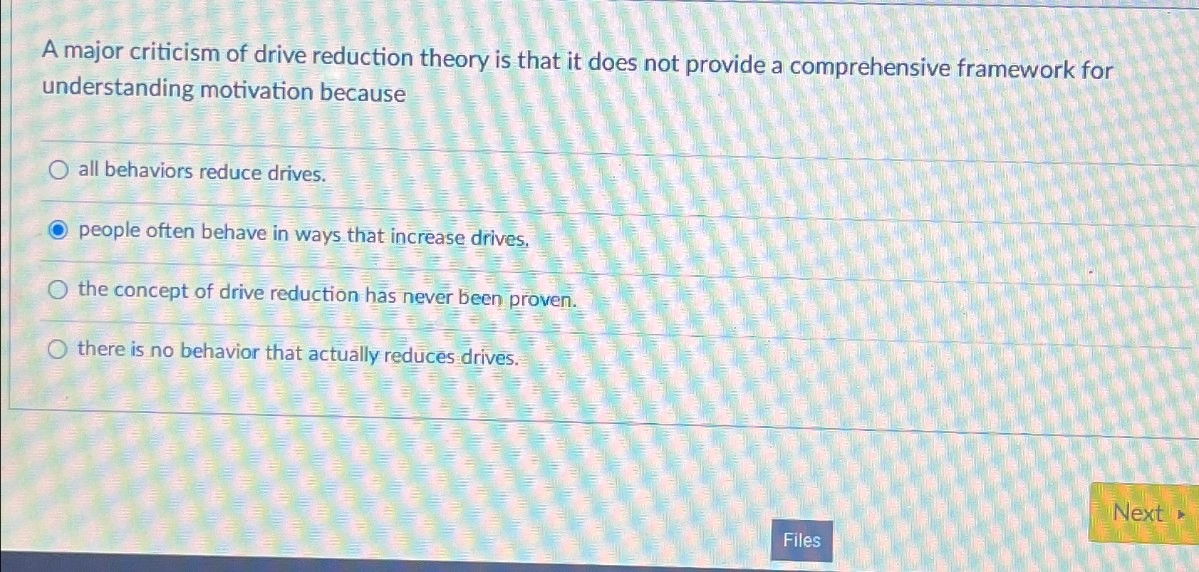 Solved A major criticism of drive reduction theory is that | Chegg.com