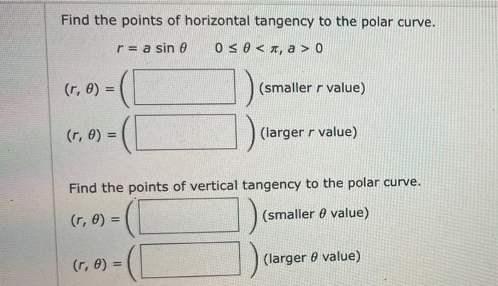 Solved Find the points of horizontal tangency to the polar | Chegg.com