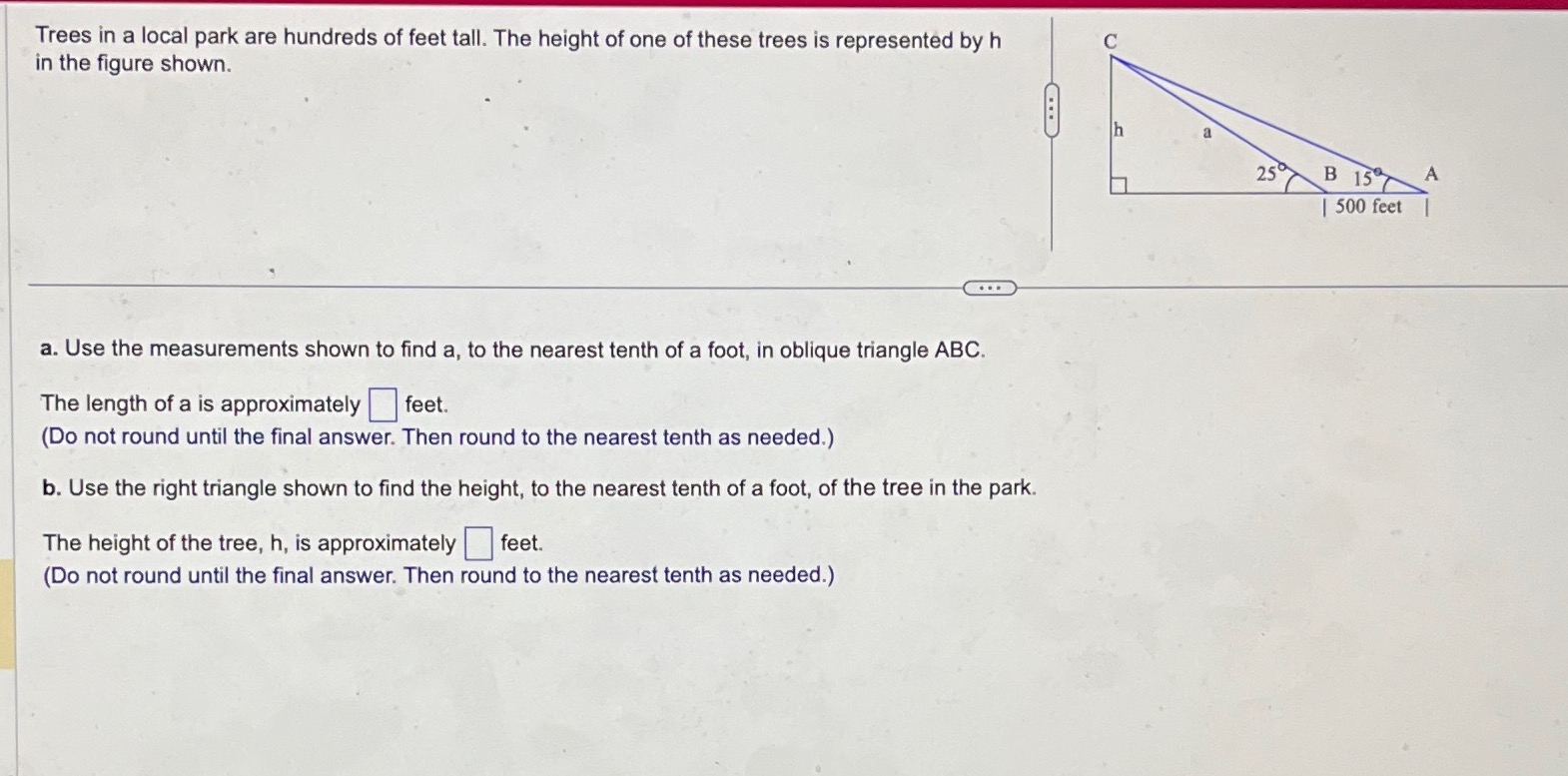 Solved Trees in a local park are hundreds of feet tall. The | Chegg.com