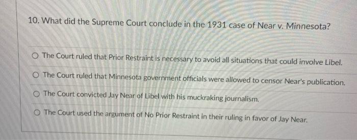 10. What did the Supreme Court conclude in the 1931 | Chegg.com