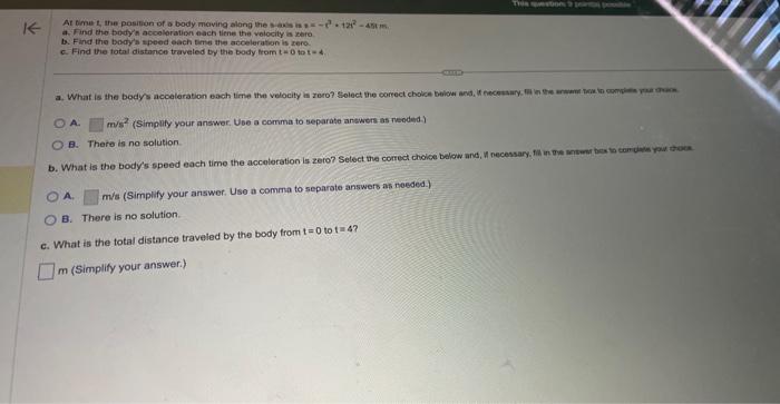 At timu t, the position of o body meving along the | Chegg.com