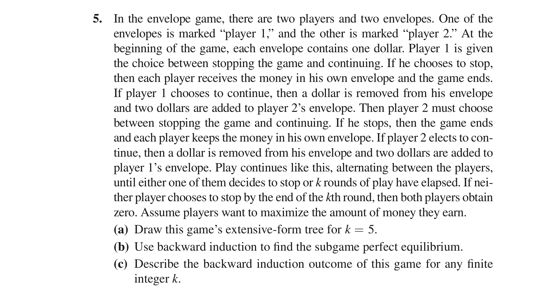 Solved In the envelope game, there are two players and two | Chegg.com