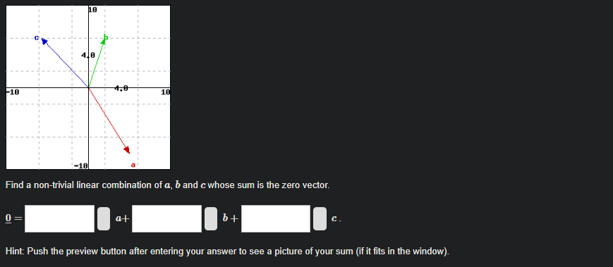Solved Find a non-trivial linear combination of a,b ﻿and c | Chegg.com