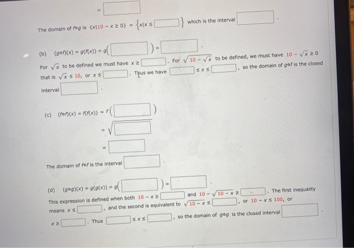 Solved EXAMPLE 7 If f(x) = x and g(x) = 10 - x, find each | Chegg.com