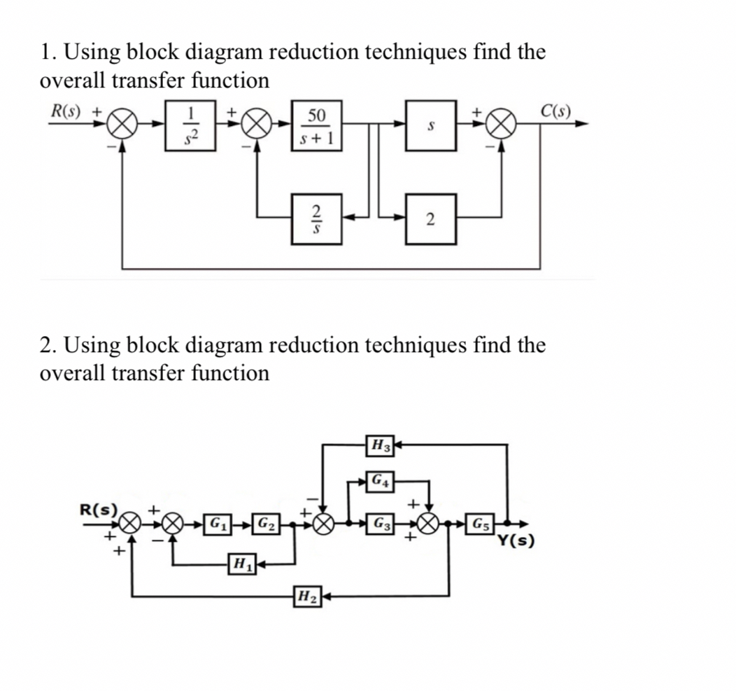 Solved Using block diagram reduction techniques find | Chegg.com