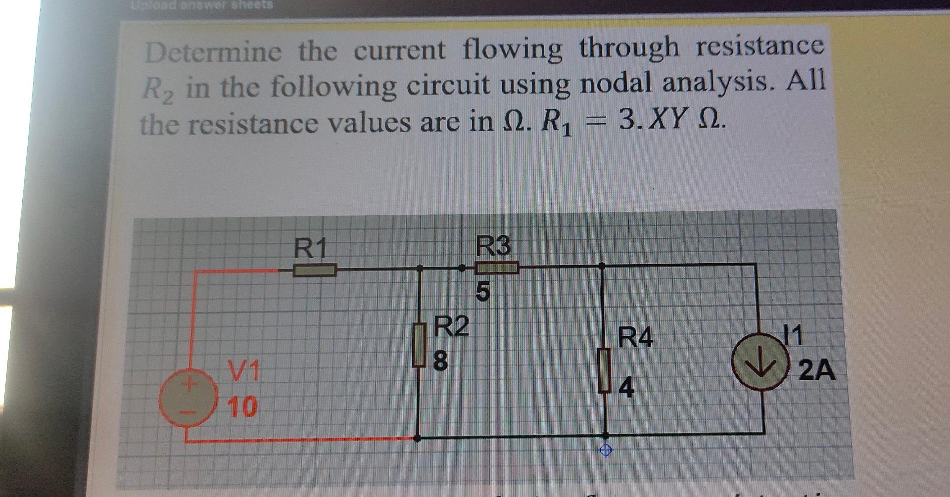 Solved Determine the current flowing through resistance R2 | Chegg.com