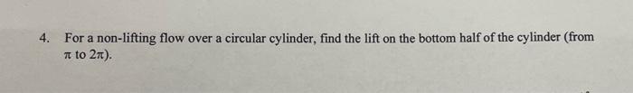 Solved 4. For a non-lifting flow over a circular cylinder, | Chegg.com