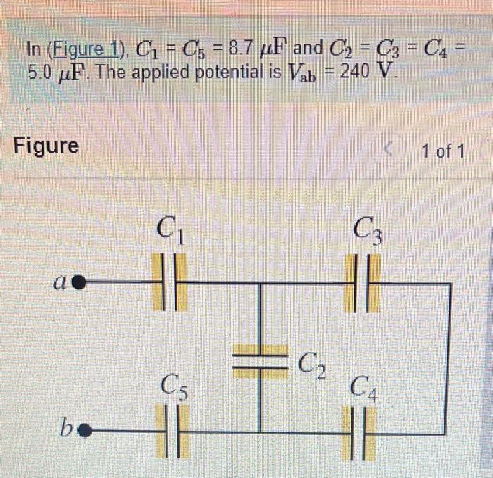 Solved In (Figure 1), C1=C5=8.7μF and C2=C3=C4= 5.0μF. The | Chegg.com