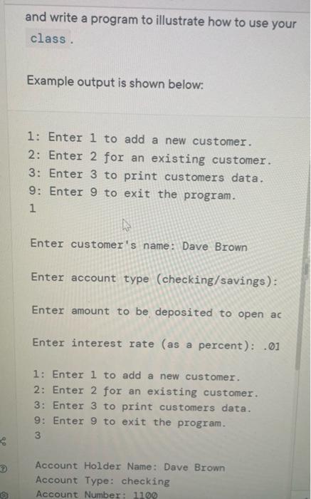 Solved Enter account type (checking/savings): Enter amount | Chegg.com