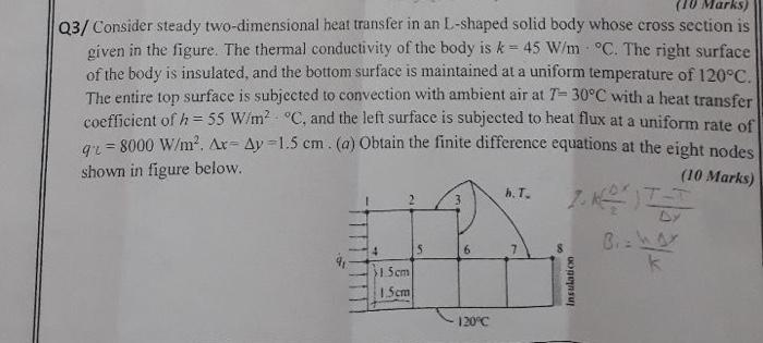 Solved Q3/ Consider steady two-dimensional heat transfer in | Chegg.com
