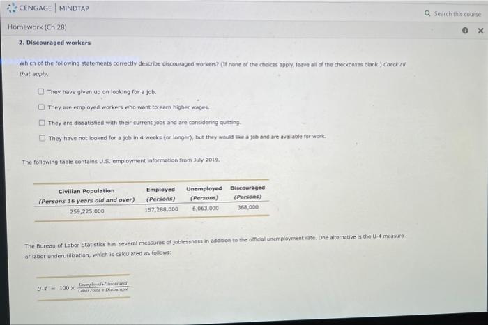 Solved a Search this course CENGAGE MINDTAP Homework (Ch 28) | Chegg.com