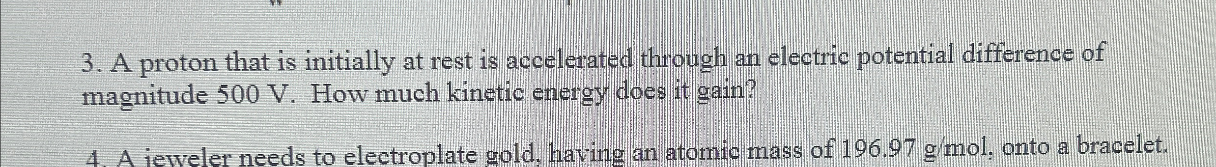 Solved A proton that is initially at rest is accelerated | Chegg.com