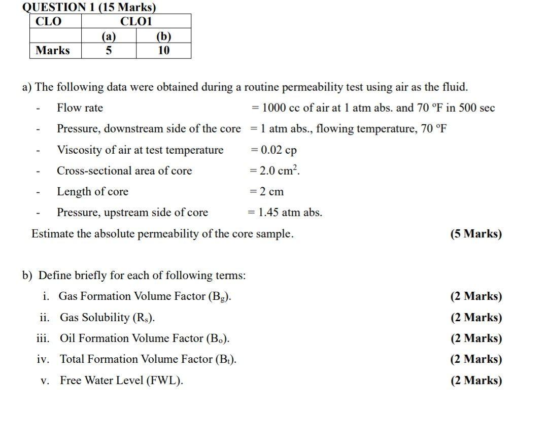 Solved QUESTION 1 (15 Marks) CLO CLO1 (a) (b) Marks 5 10 = | Chegg.com Solved QUESTION 1 (15 Marks) CLO CLO1 (a) (b) Marks 5 10 = | Chegg.com