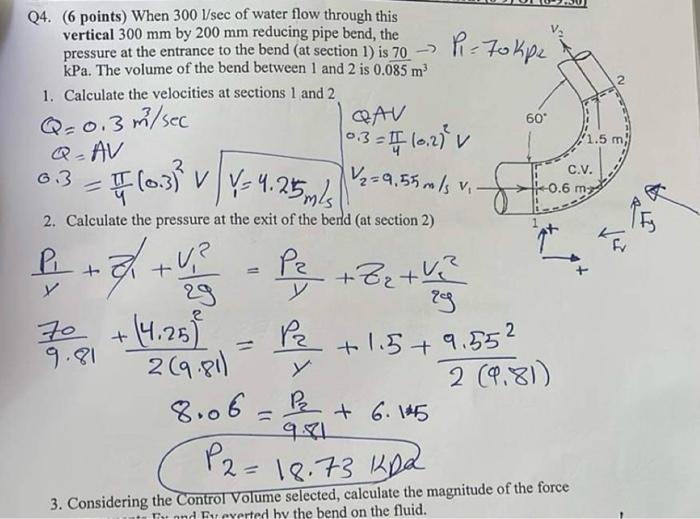 Solved Q4. (6 points) When 300 V/sec of water flow through | Chegg.com