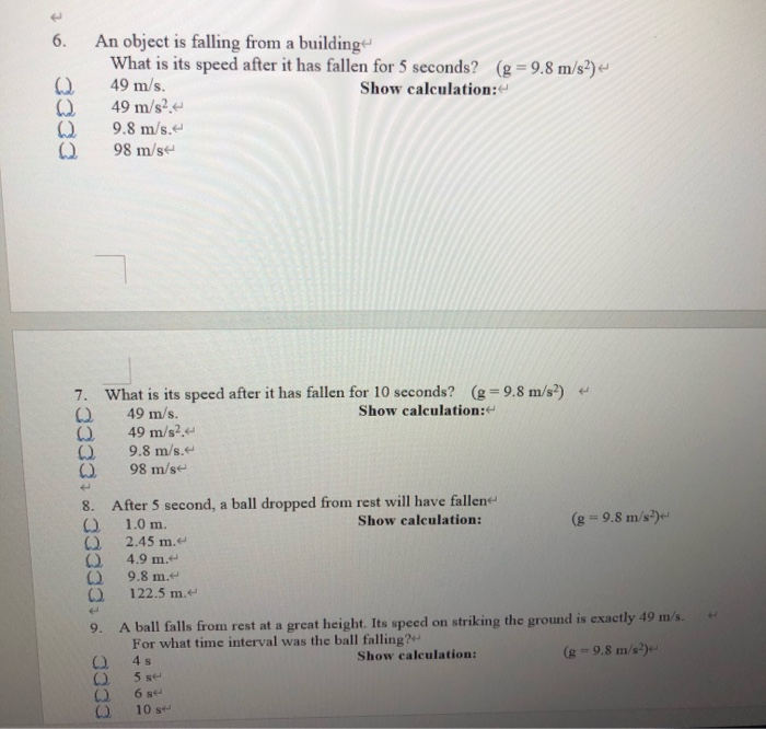 Solved 6. Q An object is falling from a building What is its | Chegg.com