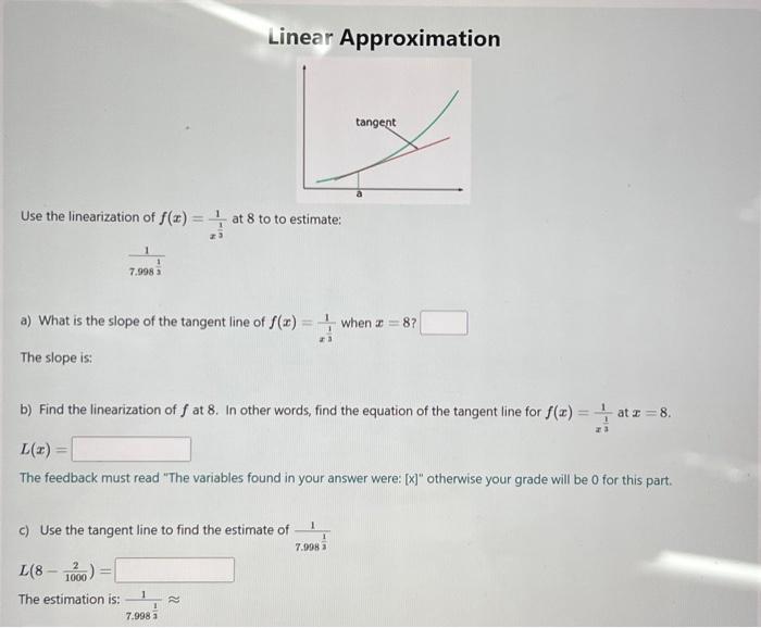 Solved Linear Approximation Use The Linearization Of