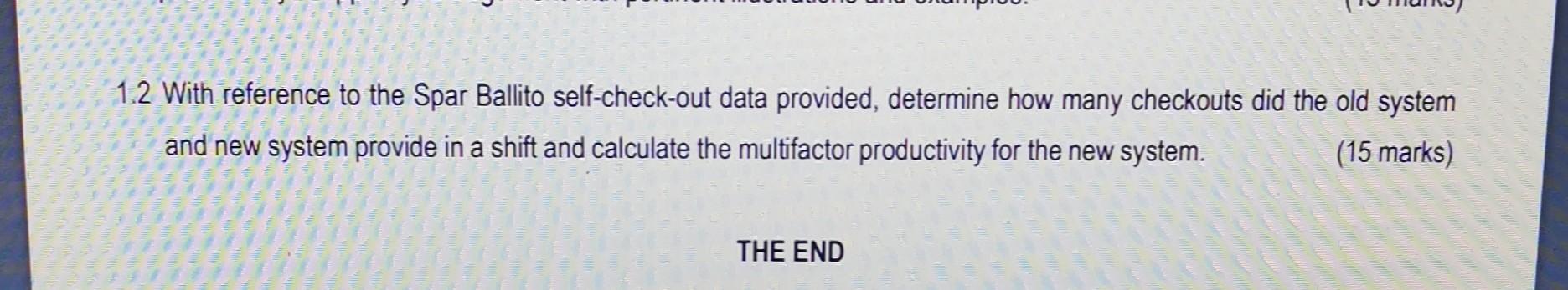 Solved 1.2 With reference to the Spar Ballito self-check-out | Chegg.com