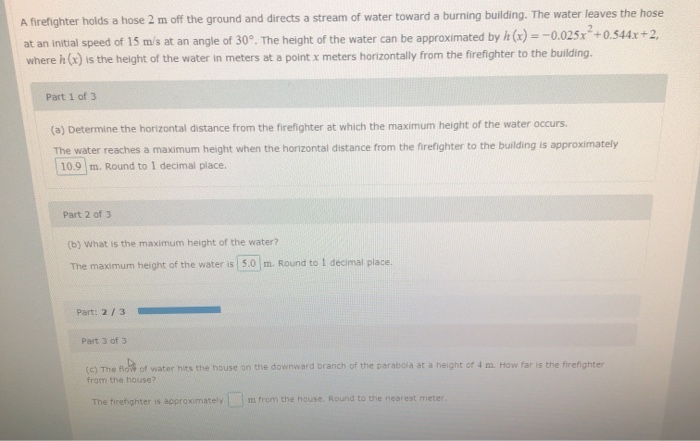 Solved A firefighter holds a hose 2 m off the ground and | Chegg.com