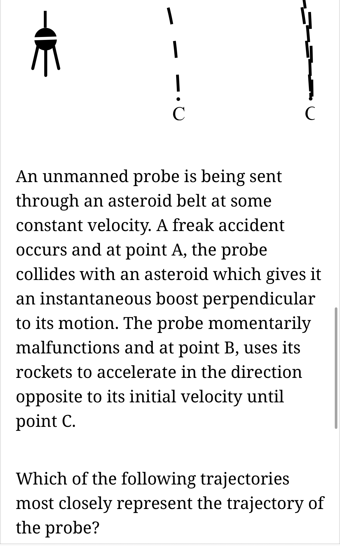 Solved An unmanned probe is being sent through an asteroid | Chegg.com