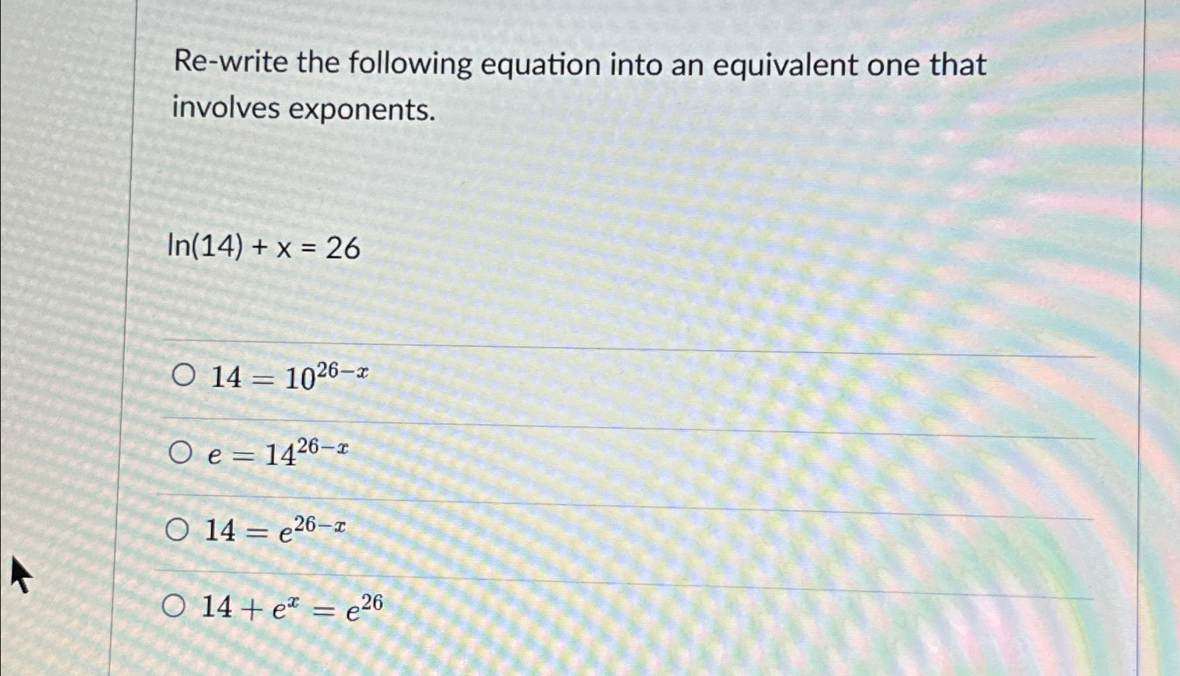Solved Re-write the following equation into an equivalent | Chegg.com