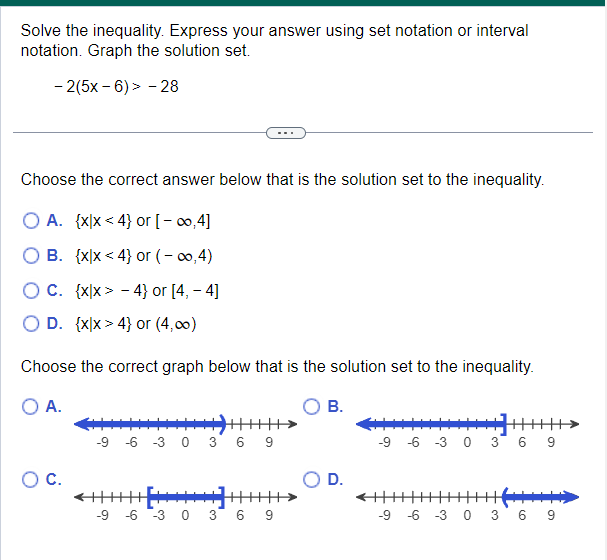 Solved Solve the inequality. Express your answer using set | Chegg.com