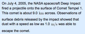 Solved On July 4, 2005, the NASA spacecraft Deep Impact | Chegg.com