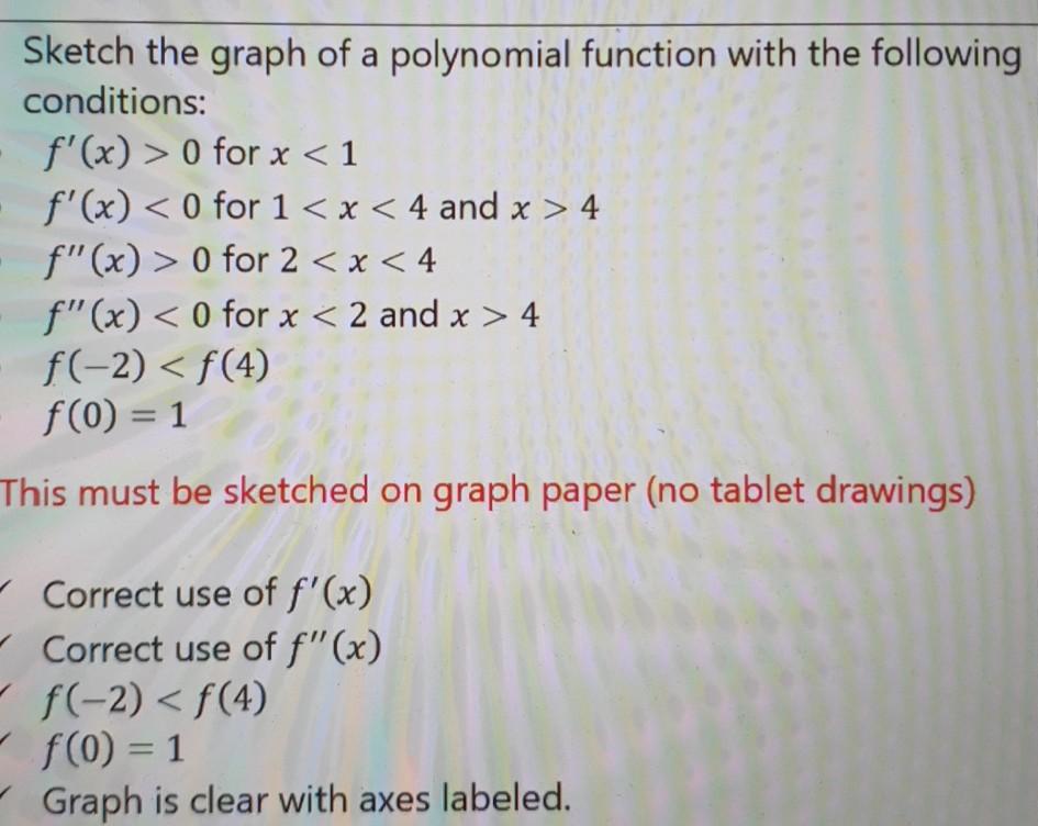 Solved Sketch the graph of a polynomial function with the | Chegg.com