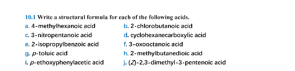 Solved 10.1 ﻿Write a structural formula for each of the | Chegg.com