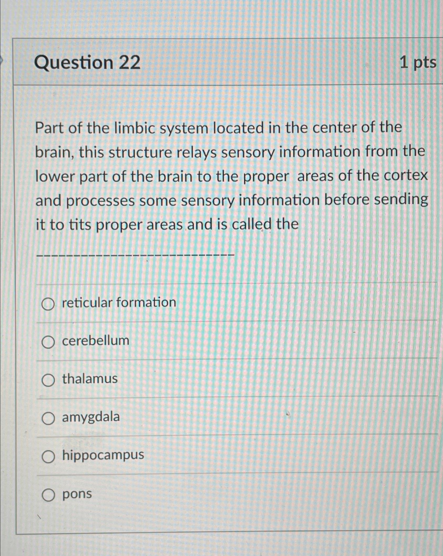 Solved Question 221 ﻿ptsPart of the limbic system located in | Chegg.com