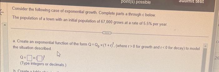 Solved Consider the following case of exponential growth. | Chegg.com