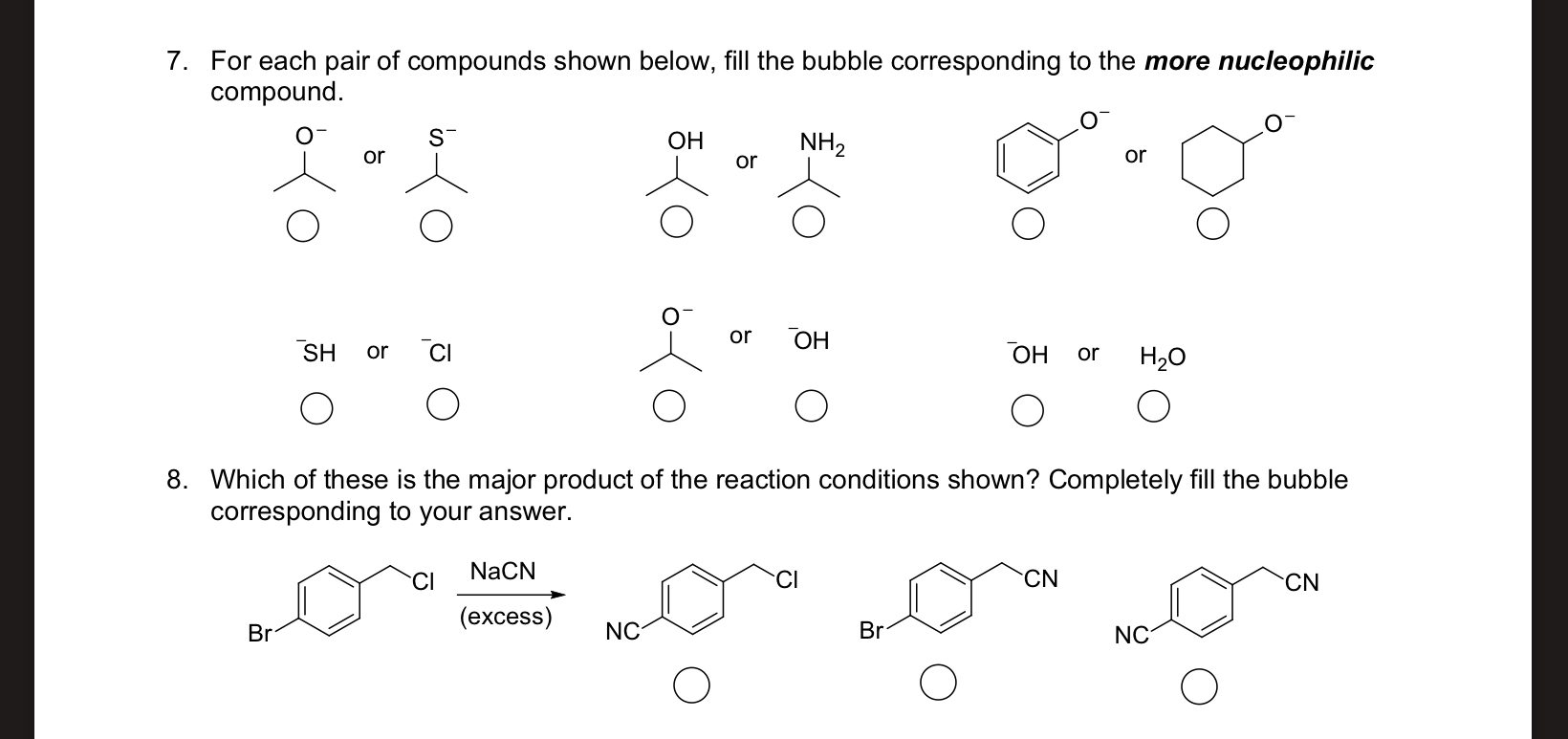 Solved For each pair of compounds shown below, fill the | Chegg.com
