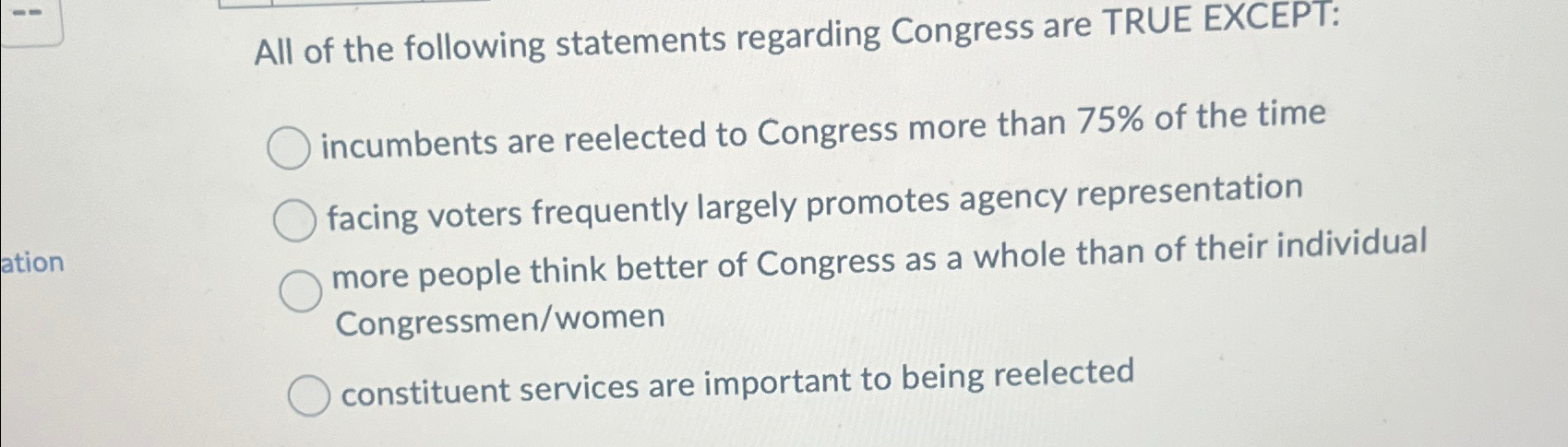 Solved All of the following statements regarding Congress | Chegg.com
