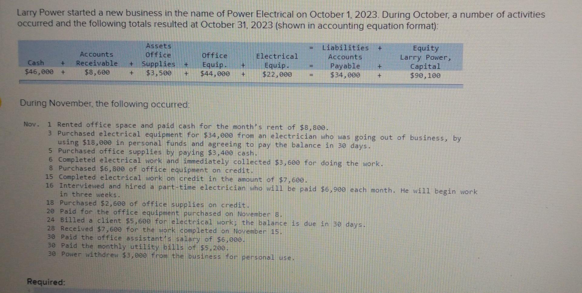 Solved Larry Power started a new business in the name of | Chegg.com