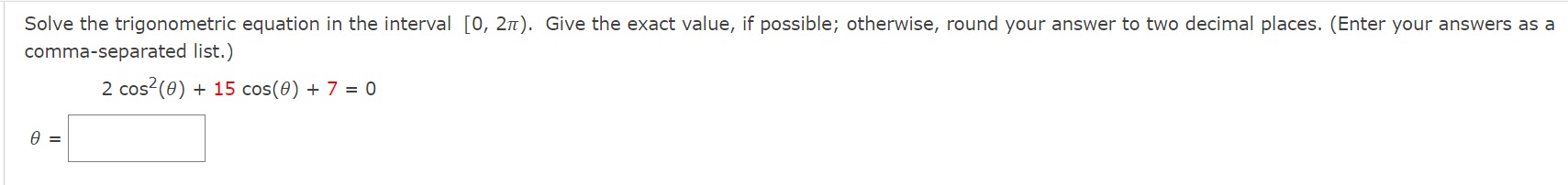 Solved Solve the trigonometric equation in the interval | Chegg.com