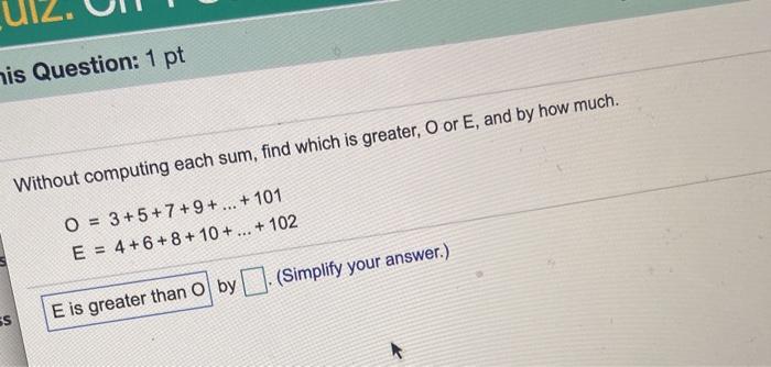 Solved nis Question: 1 pt Without computing each sum, find | Chegg.com
