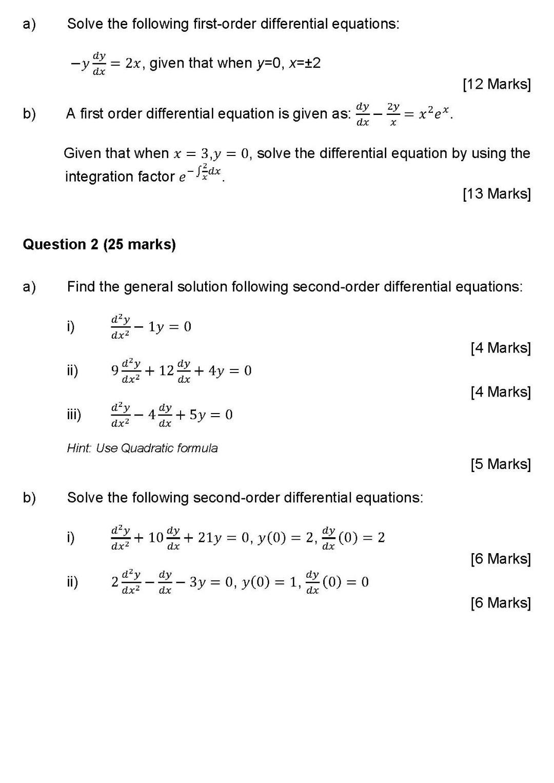 Solved a) Solve the following first-order differential | Chegg.com