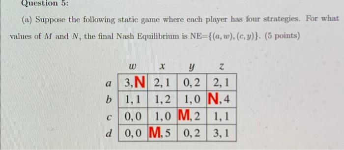 Solved (a) Suppose the following static game where each | Chegg.com