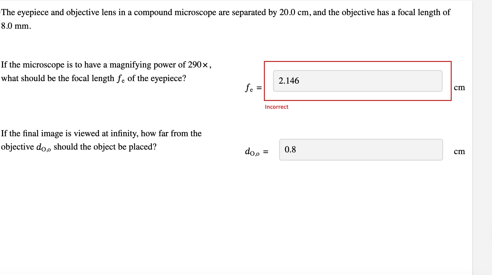 Solved The eyepiece and objective lens in a compound | Chegg.com