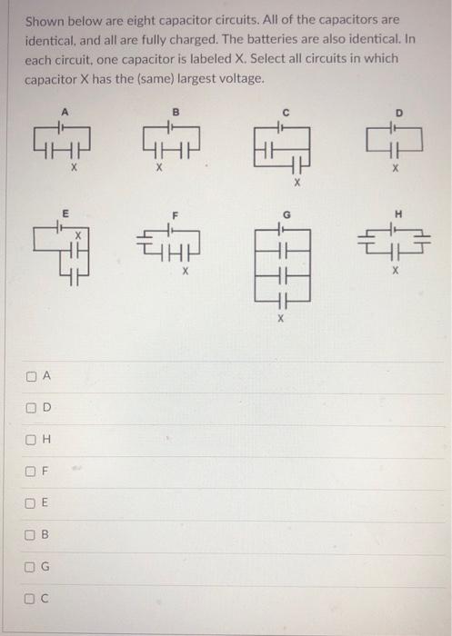 Solved Shown below are eight capacitor circuits. All of the | Chegg.com