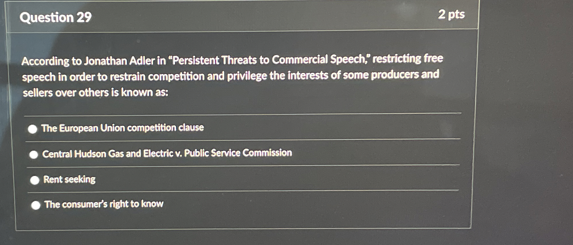 Solved Question 292 ﻿ptsAccording to Jonathan Adler in | Chegg.com