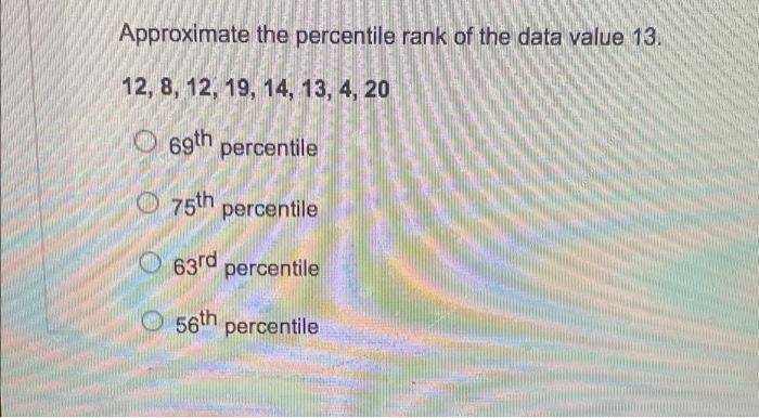 Solved Approximate the percentile rank of the data value 13. | Chegg.com